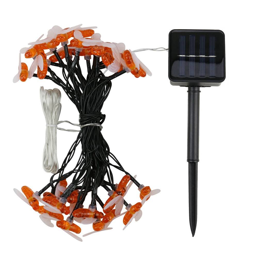 ER CHEN Solar Powered String Lights, 30 Cute Honeybee LED Lights, 15FT 8 Modes Starry Lights, Waterproof Fairy Decorative Lights for Outdoor, Wedding, Homes, Gardens, Patio, Party etc (Warm White)