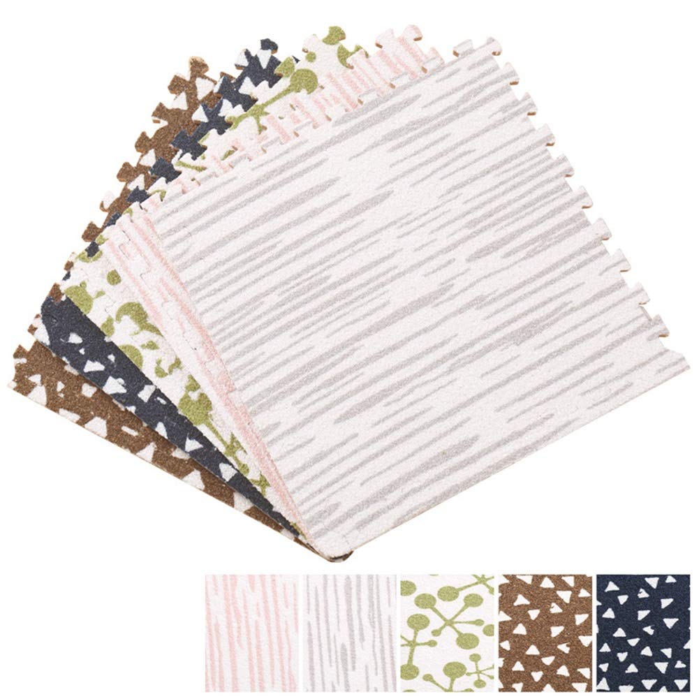 ALGFree Interlocking Floor Tiles Foam Puzzle Mat,1cm Thick Baby Toddler Crawling Mat Play Room Soft Playmats Easy Travel, Free Combination (Color : B, Size : 30x30x1cm-9pcs)