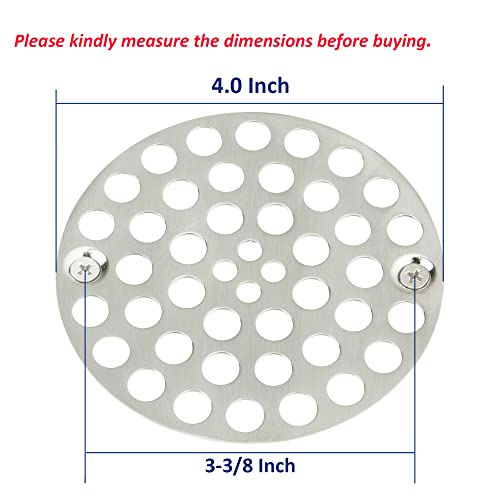 Artiwell 4’’ Shower Strainer Drain Trim Set, Solid Brass Screw-in Shower Strainer Drain Cover, Replacement Strainer Grid by Artiwell, Machine & Self-Tapping Screws Included (Brushed Nickel)