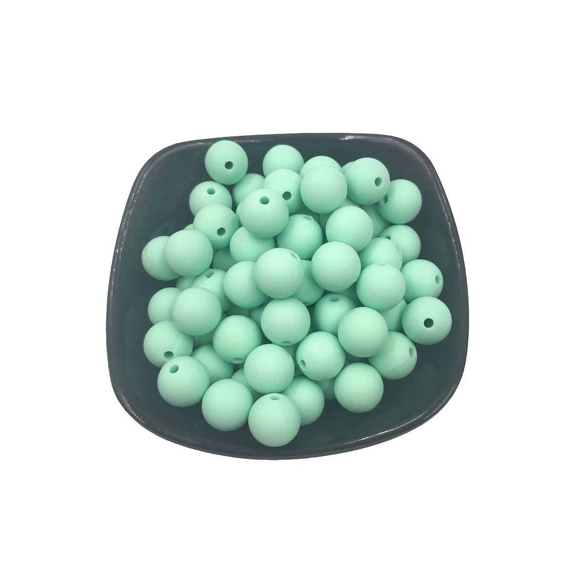 Alenybeby 100pcs Silicone Round Beads 12mm Silicone Pearl Beads for Bracelet DIY Beading Mom Jewelry Necklace Making Accessories (Mint Green)