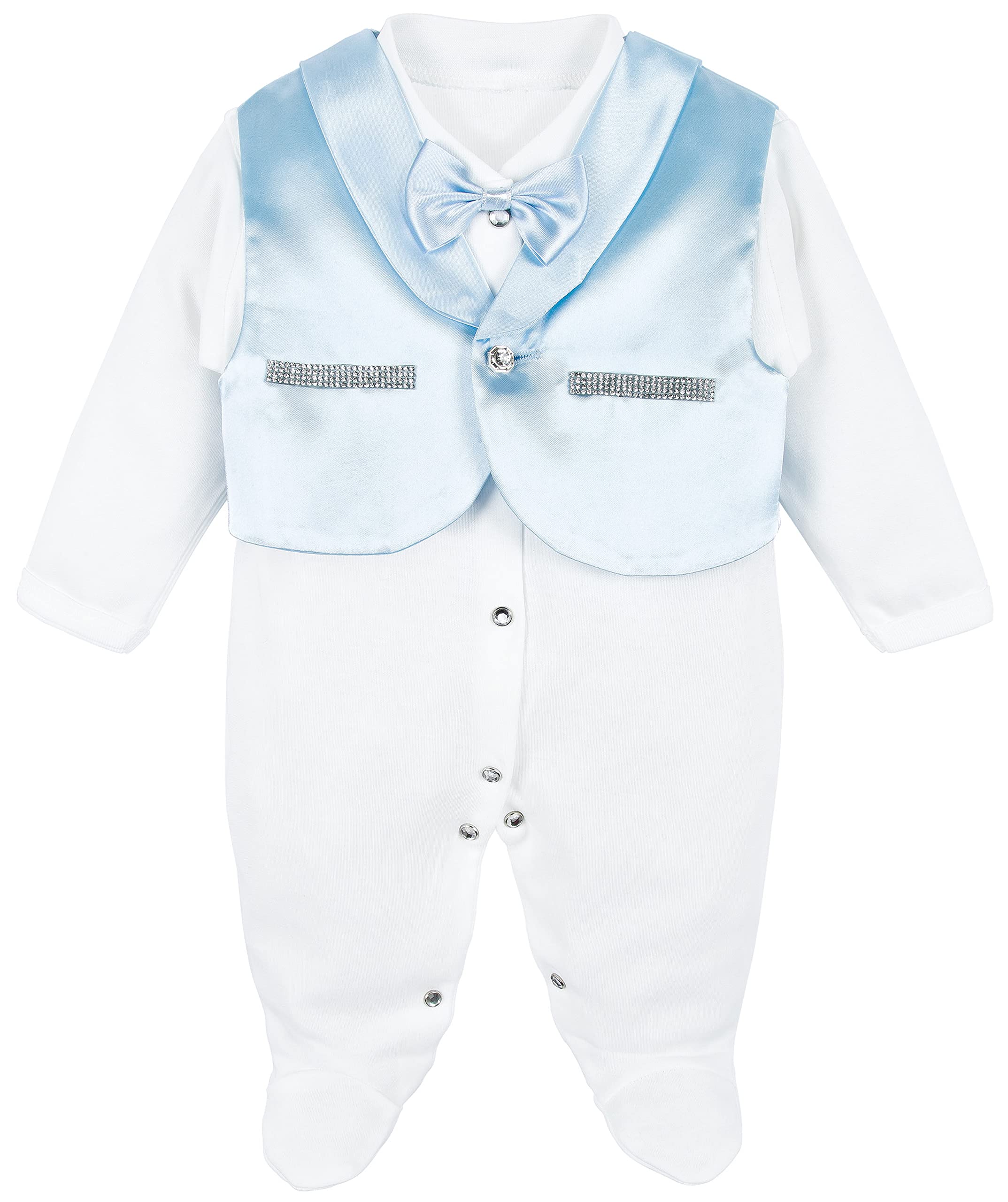 Lilax Baby Boy Jewels Crown Tuxedo Outfit Layette 5 Piece Gift Set 0-3 Months Blue