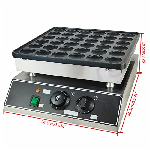 Commercial Pancake Maker, Mini Dutch Dorayaki Pancake Baker Waffle Maker Electric Muffin Making Machine 36 Holes Double Switch Non-stick Surface thermosta for Bakery Home and Kitchen (13.58*15.94*7.28inch)