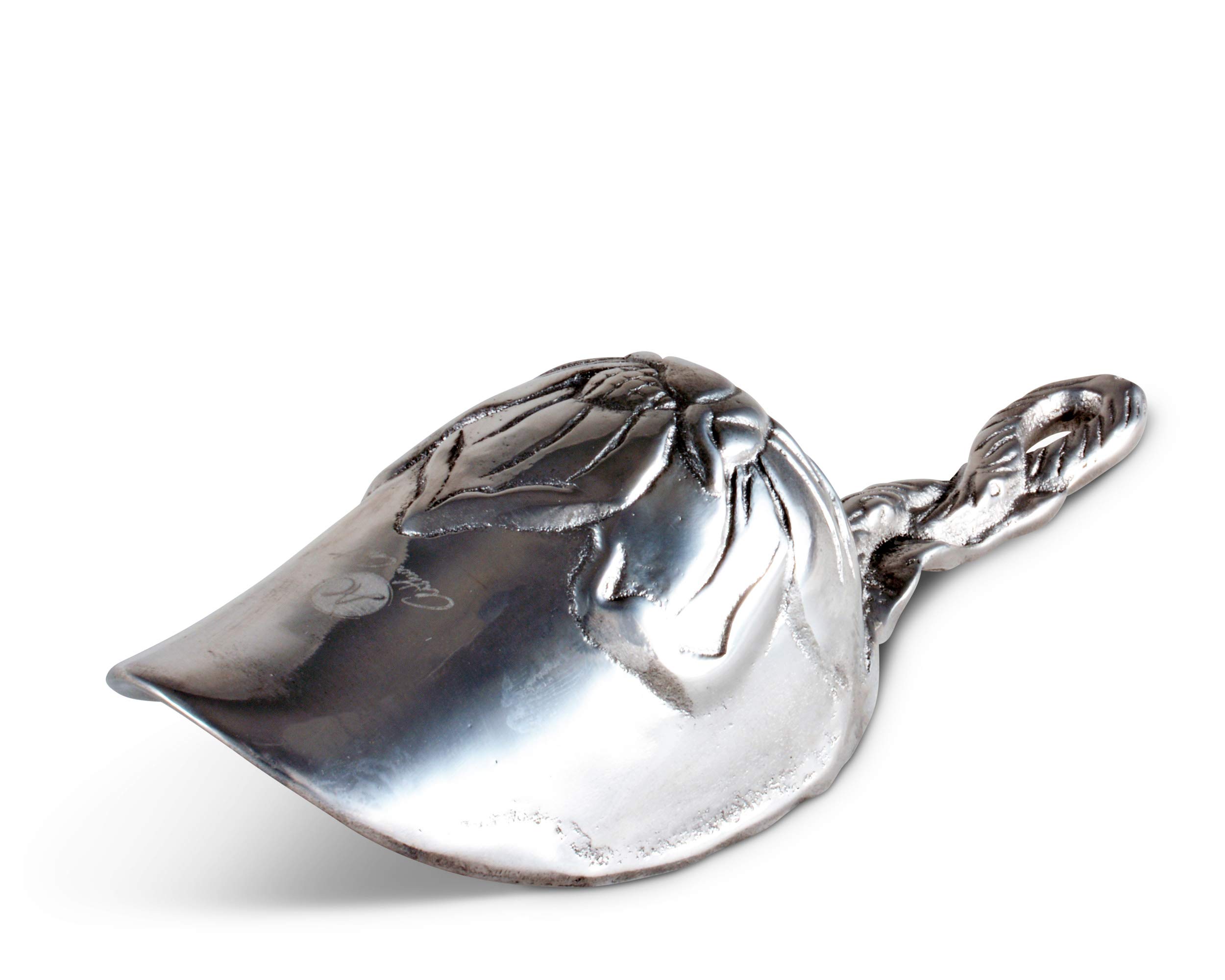 Arthur Court Magnolia Handle Bar Ice Scoop, Dry Bin Scoop, Dry Goods Scoop, Candy Scoop, Spice Scoop Sand Casted and Hand Polished Aluminum 8 inch Long