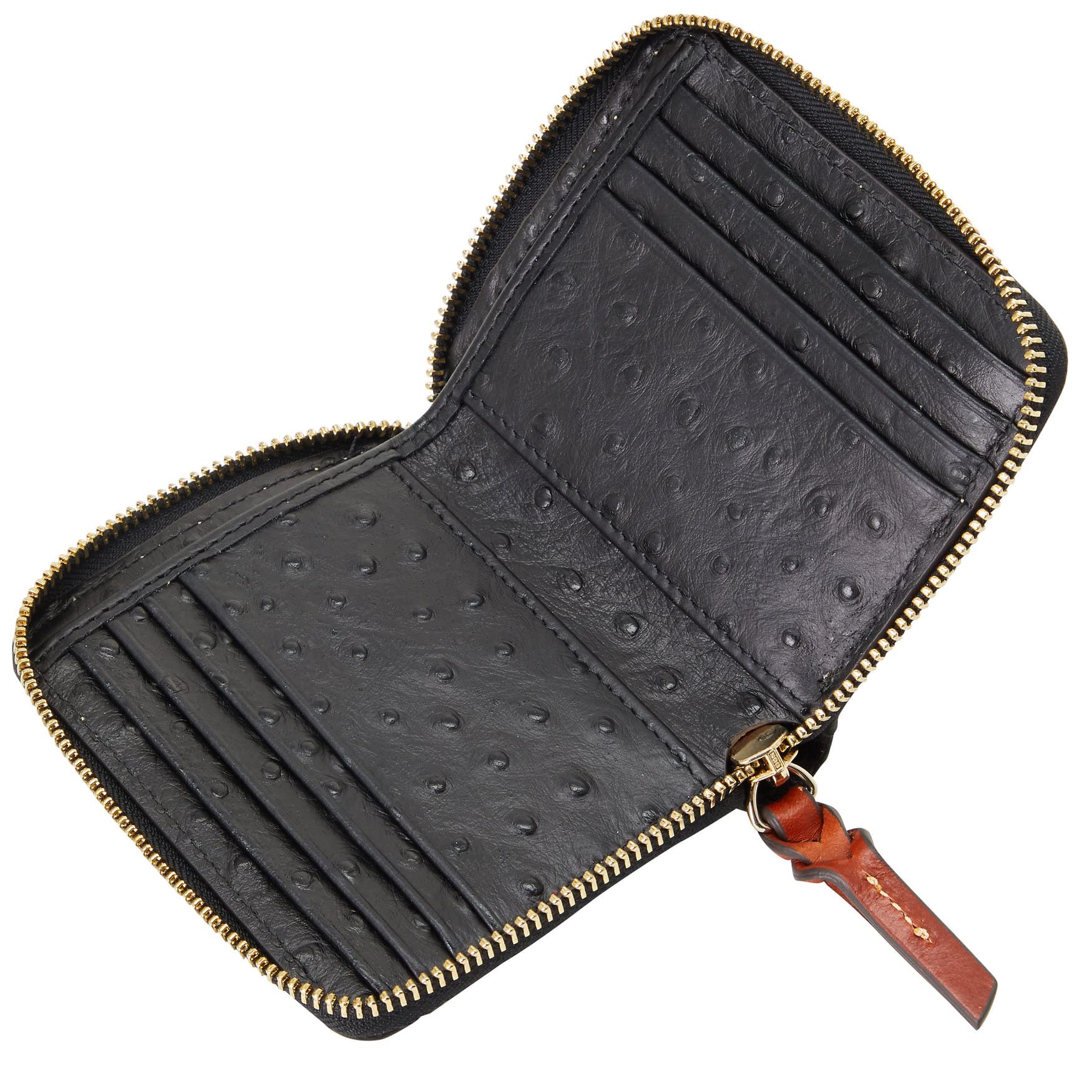Dooney & Bourke Wallet, Ostrich Small Zip Around Wallet - Black