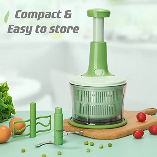 GProME Manual Food Processor -Salsa Maker Hand Chopper Blender As Seen On TV- Meat Masher Mincer-Salad Spinner -Onion Chopper & Dicer for Baby Food, Salad, Herbs, Garlic,BPA Free(Large)