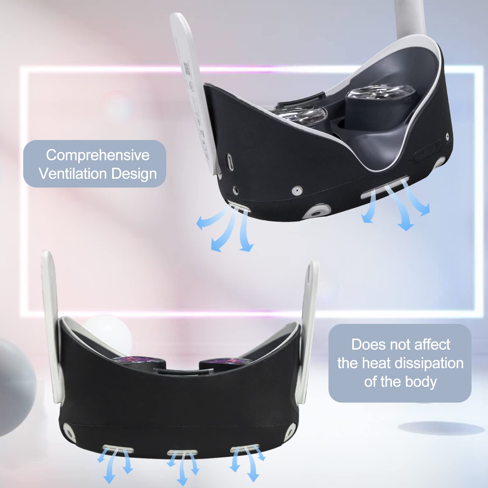8VR for Oculus Quest 2 Accessories, Controller Grips Cover with Nylon Adjustable Knuckle Strap, VR Shell Protective Cover Anti Scratch Anti Dust Silicone Front Face Cover, Compatible with Quest 2
