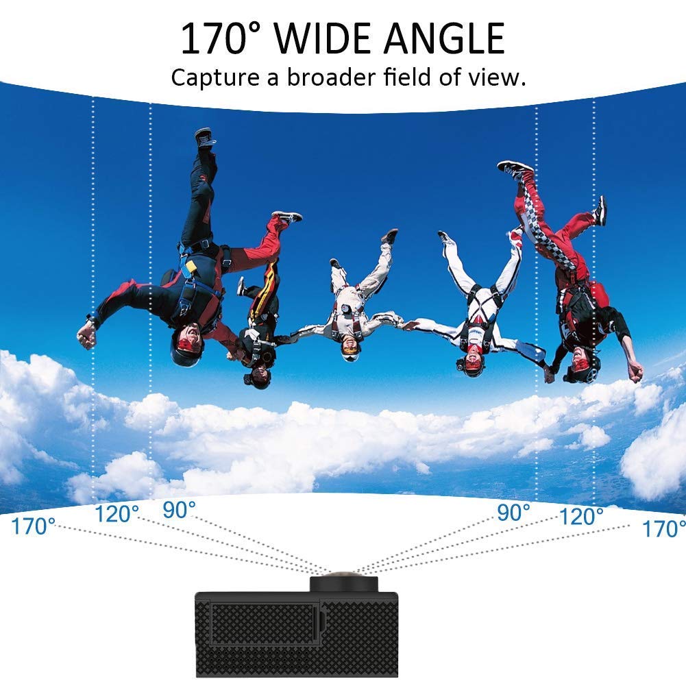 Action Camera Davola 1080P WiFi Sports Camera 12MP Underwater Waterproof Camera with Wide-Angle Lens and Mounting Accessory Kits
