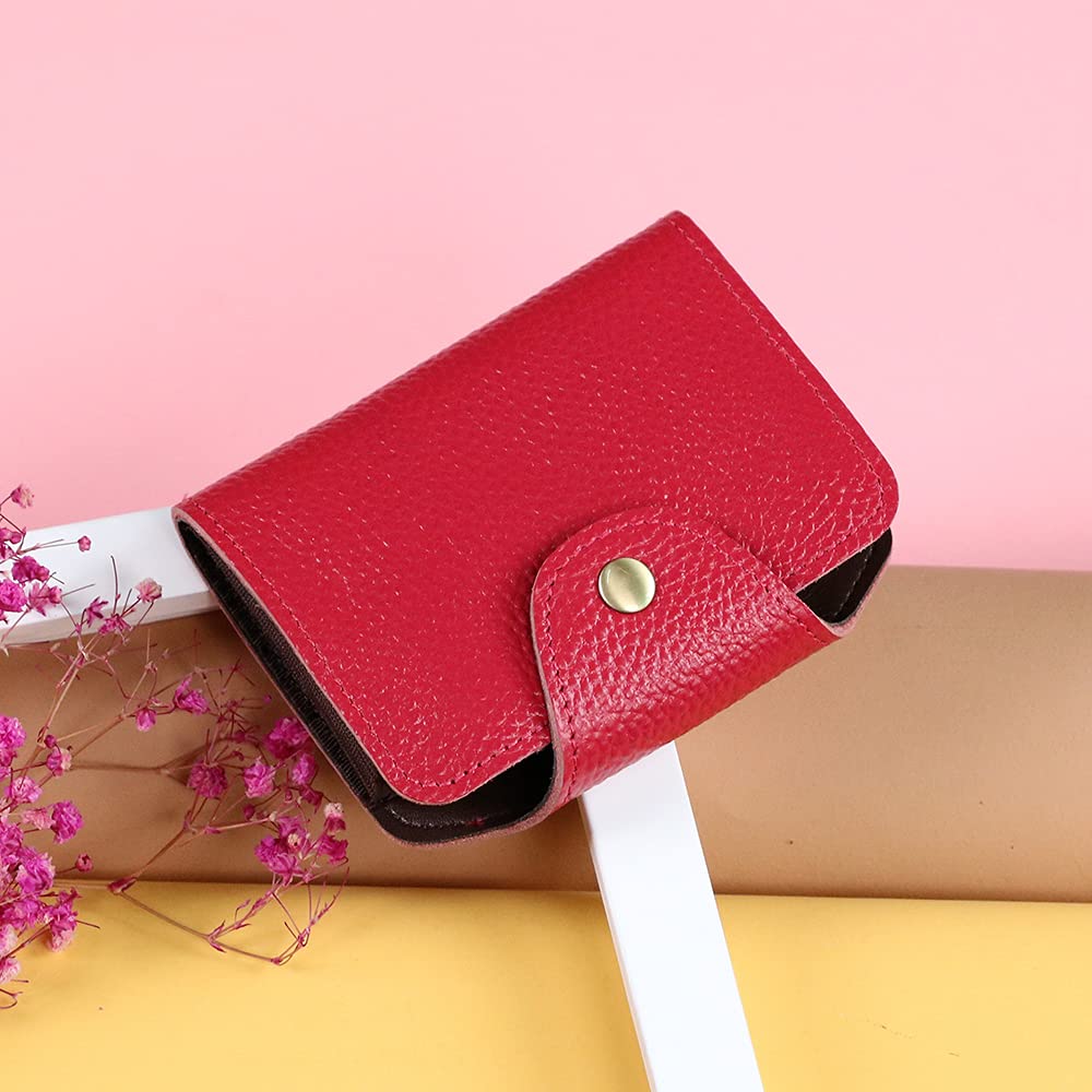 Brass Tacks Leathercraft Full Leather Card Cases for Women 11 Card Position 10 Colors Small Women's Wallet (Pink)
