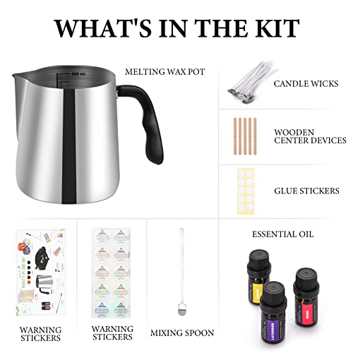 Candle Making Kit, Full Set - Soy Wax, Candle Wick, Stirring Spoon, 4.4 oz Candle Jar & More - DIY Starter Scented Candles Making Kit