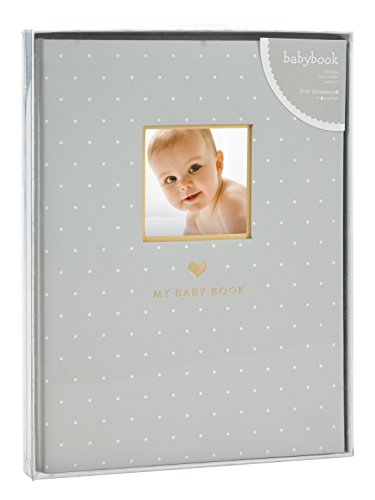 Little Blossoms Baby Keepsake Book, Baby Photo Album, Baby Memory Book, Gender-Neutral Gray Polka Dot