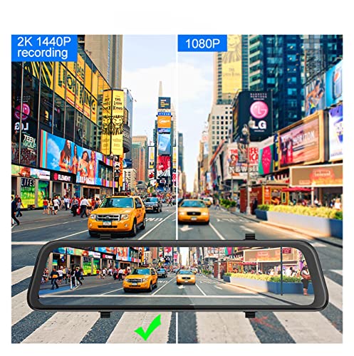 Action Camera Stabilizer 12 Inch Dash Cam Car Rearview Mirror Front 2K 2560x1440P Video Recorder Parking Monitoring Night Version Back HD1080P DVR Camera for Outdoor Video Recording