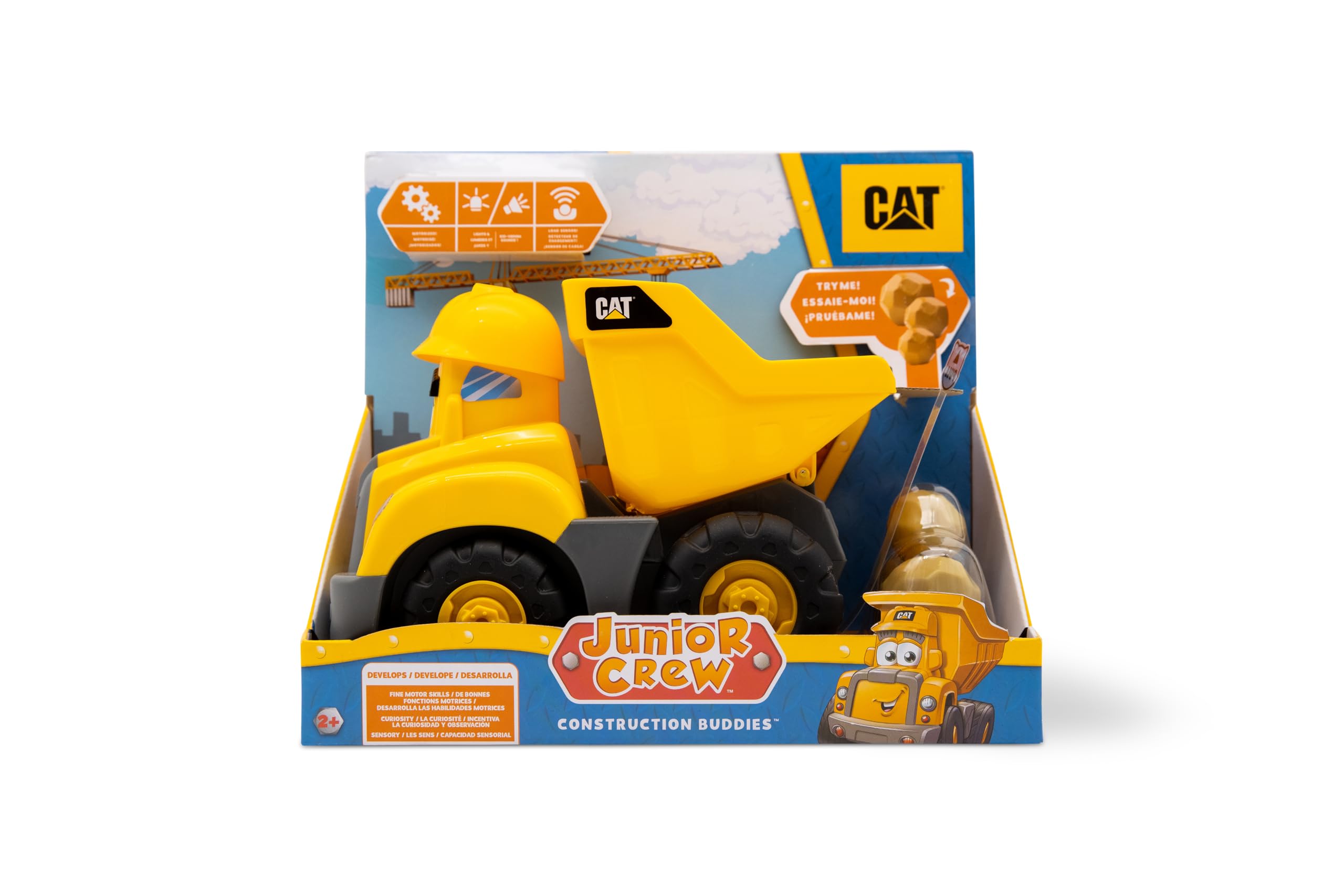 CAT Construction Toys, Buddies Preschool Dump Truck, Junior Crew, Interactive, Moving, Lights & Sounds, For Ages 2 and Older