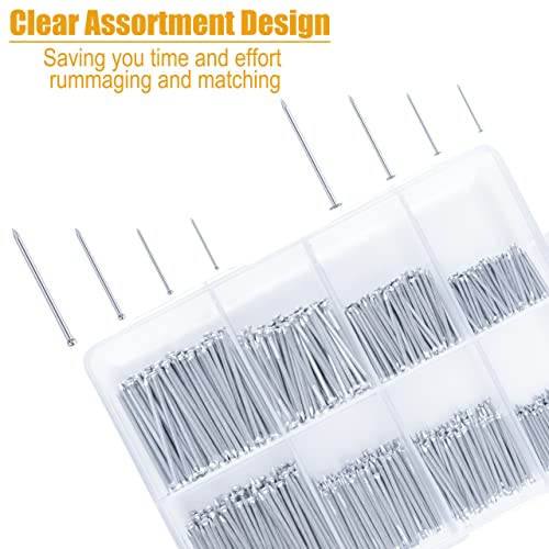 KURUI 700PCs Small Nails for Hanging Pictures Assortment Kit & 8oz Small Hammer, Mini Hammer Set with Hardware Nails Assorted Set, 280 Wall Nails & 280 Finishing Nails
