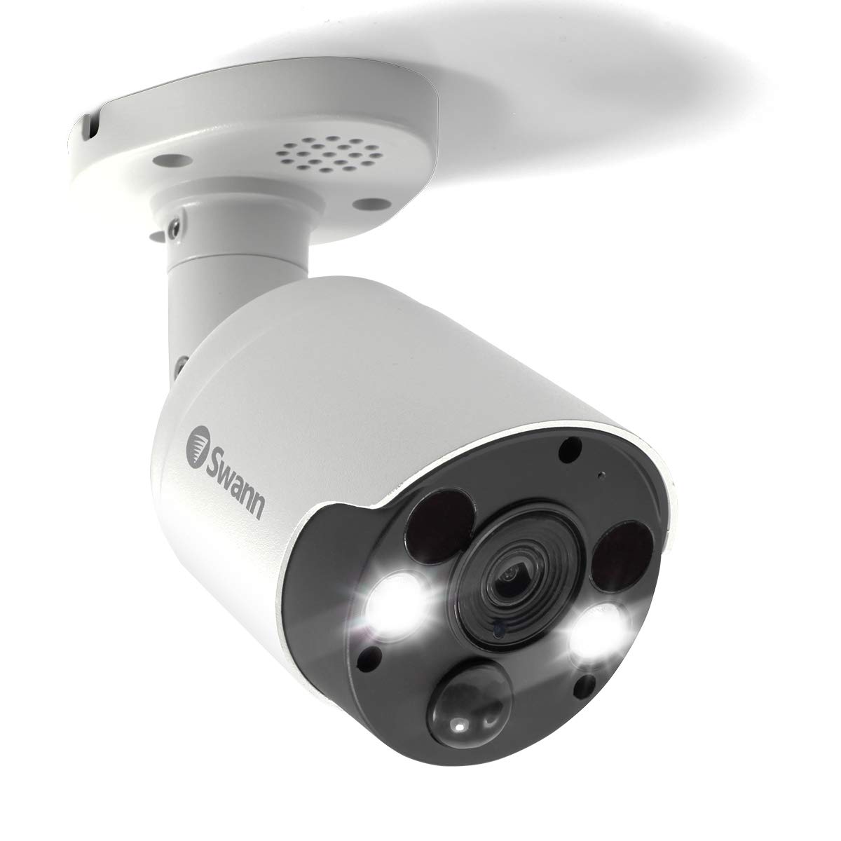 Swann PIR Bullet Security Camera & Spotlight, 4K Ultra HD Surveillance Cam w/Color Night Vision, Indoor/Outdoor, Heat & Motion Sensing, 2 Way Talk/Siren, Add to NVR, SWNHD-885MSFB