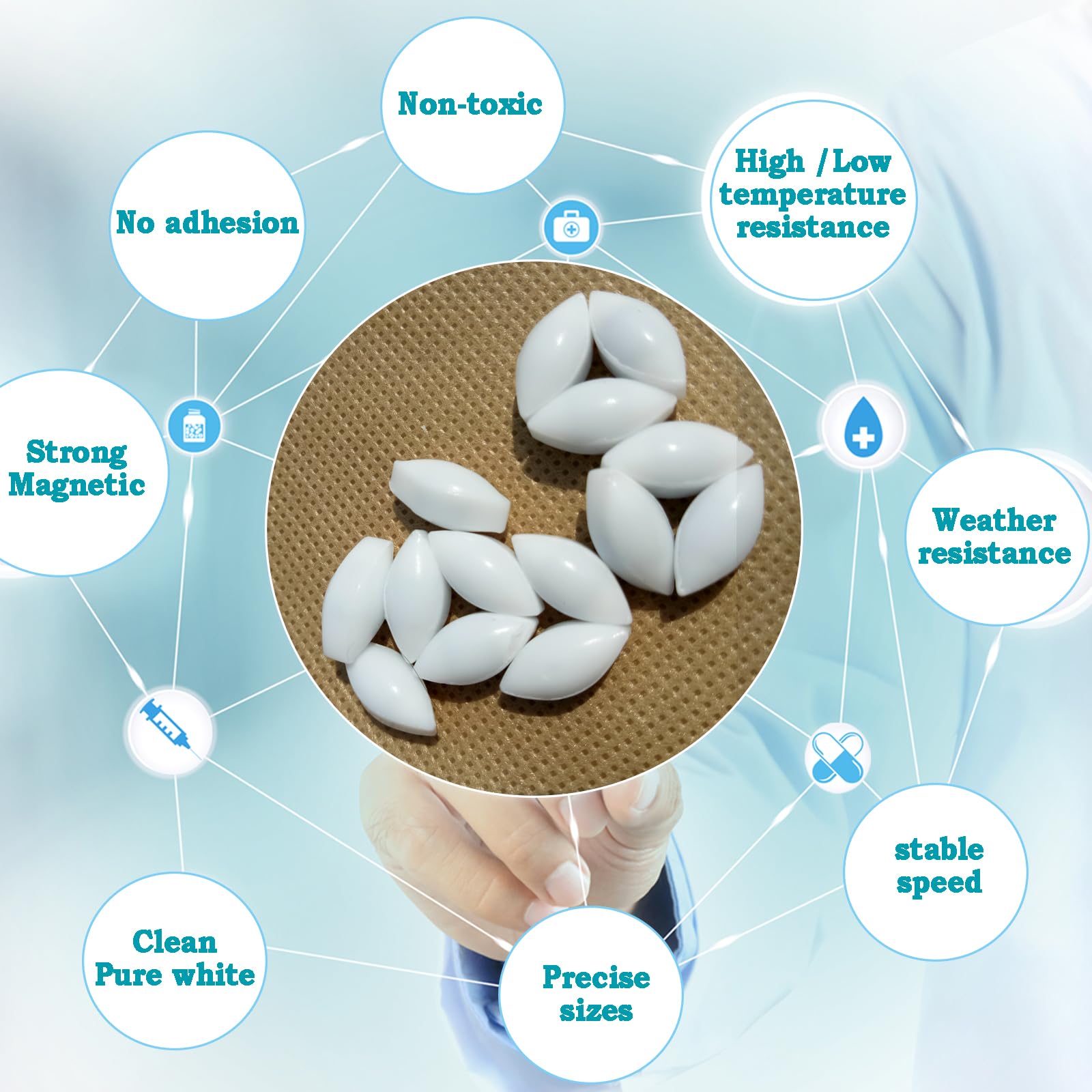 Magnetic Stirrer Stir Bar PTFE Magnetic Mixer Stir Bars (7x15mm, Olive Shape, 10pcs)