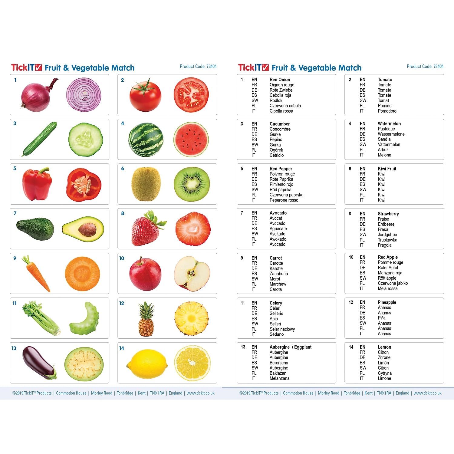 TickiT Wooden Fruit & Vegetable Match - Set of 28 - Real Pictures - Food Identification and Cognition Puzzle for Toddlers