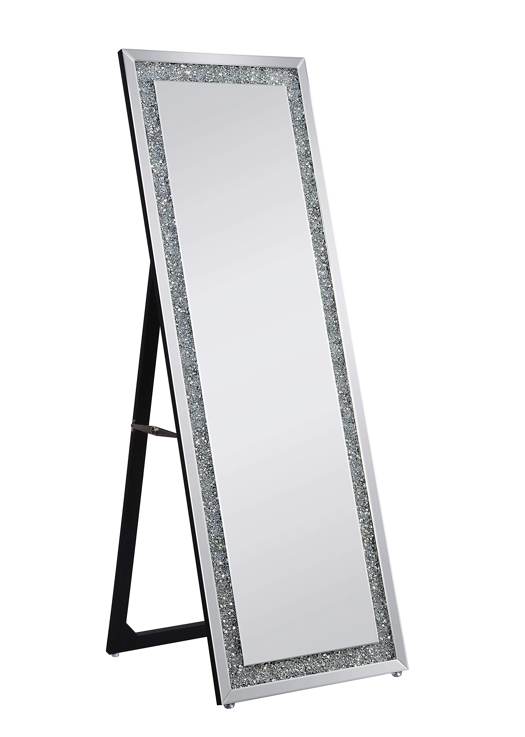 Acme Furniture Noralie Floor Décor, Mirrored and Faux Diamonds