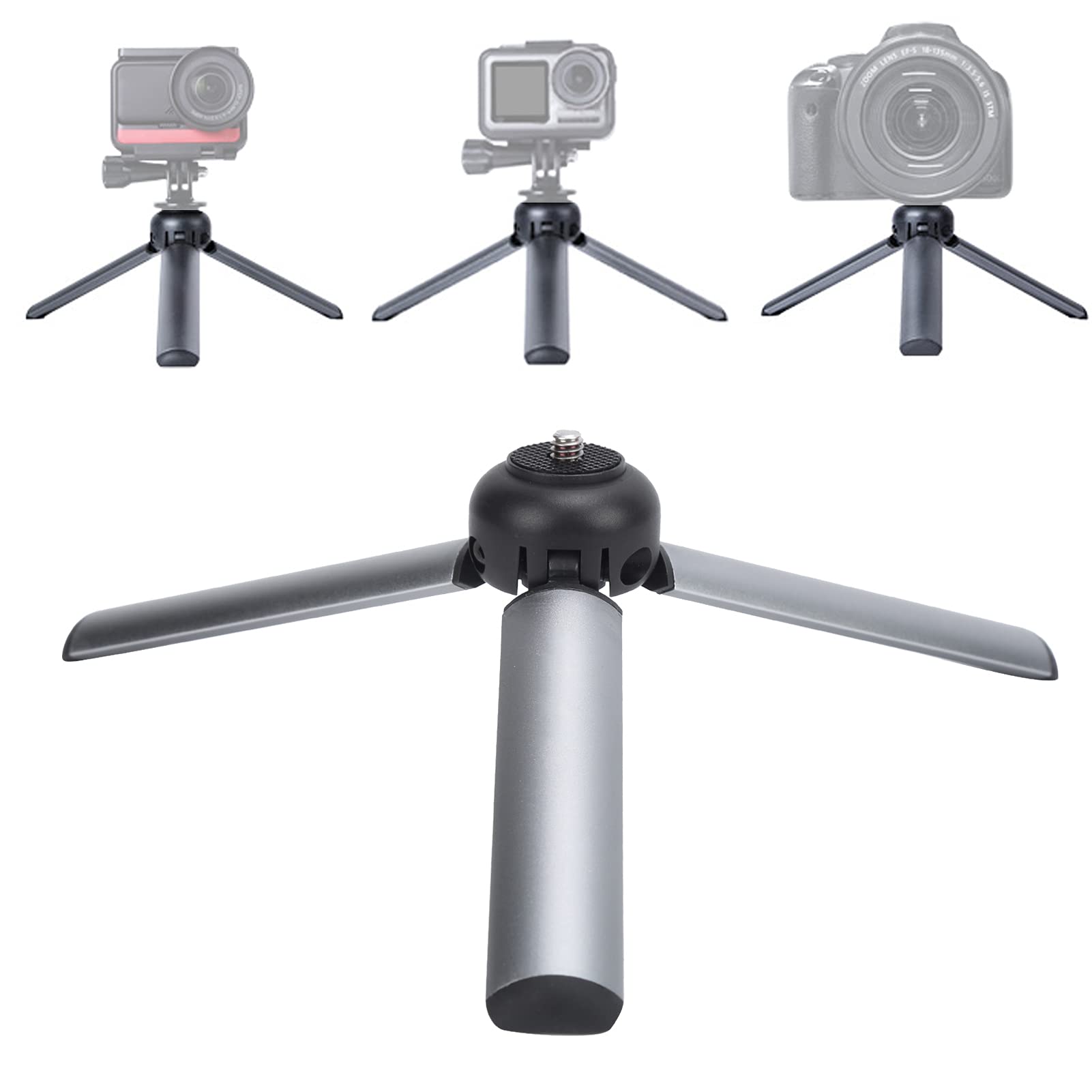 Action Camera Tripod, Nonslip Scratch Resistant Portable Mini Tripod Anodized CNC Process Handheld for Sports Camera for Extension Rod for Mobile Phone