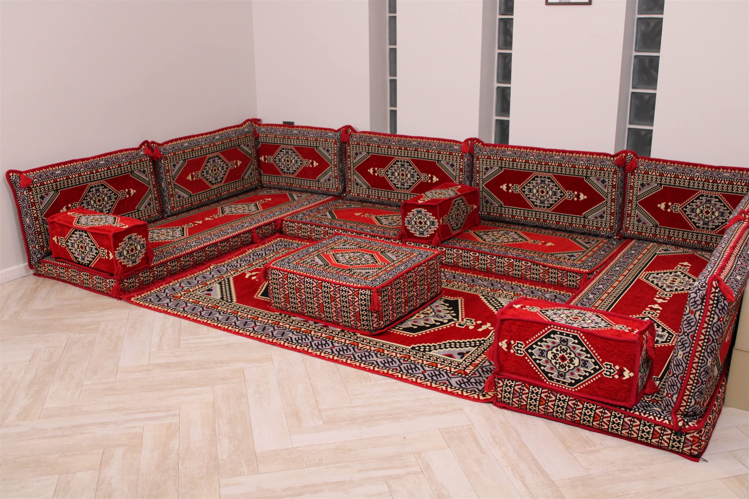 Arabic U Shaped Sofa Set, Arabic Floor Seating, Arabic Floor Sofa, Arabic Majlis Sofa, Bench Cushions, Seating Cushions, Arabic Couches
