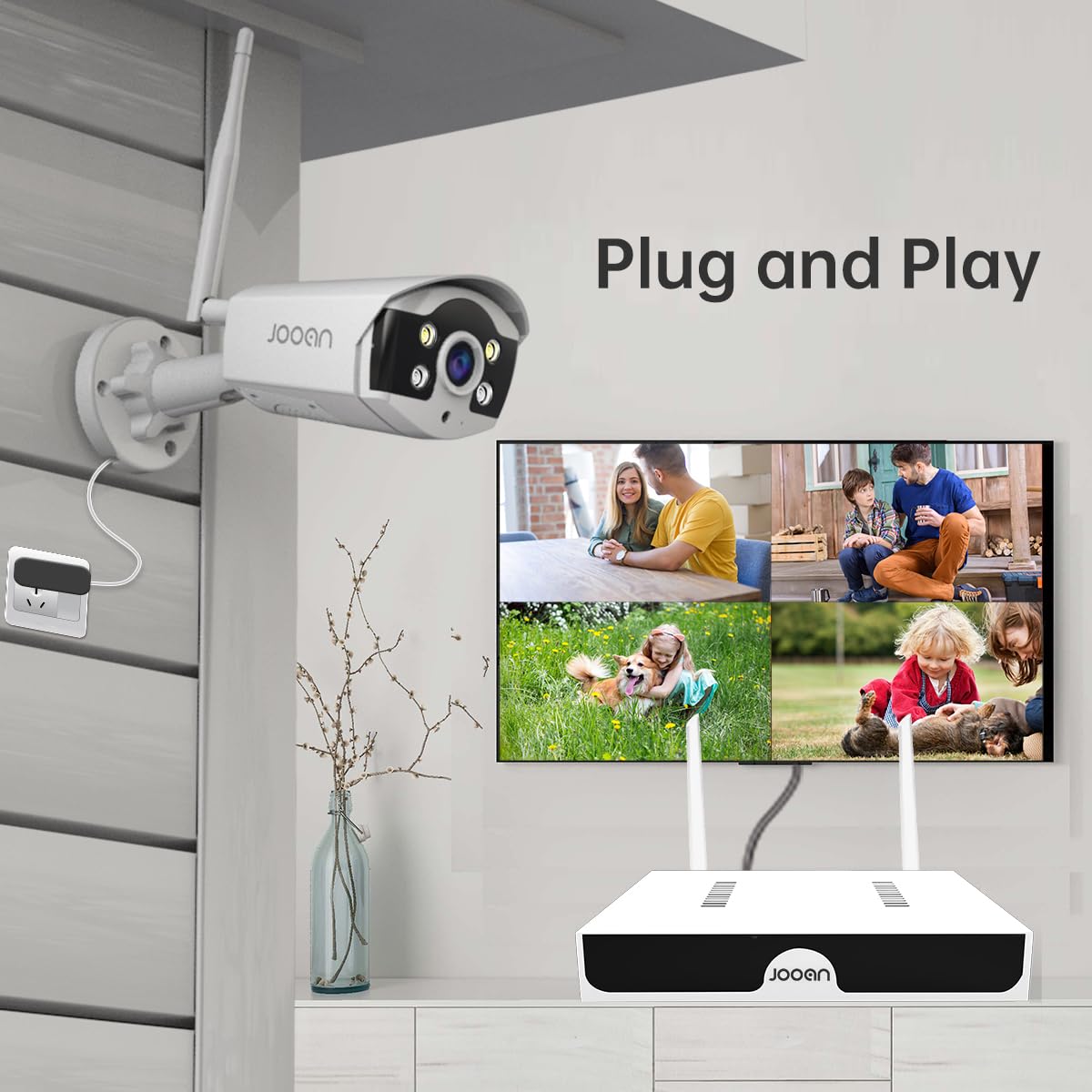JOOAN 3MP Security Camera System Wireless,8CH NVR 1296P Security System(Clear than 1080P) with Audio,Great Night Vision, Motion Detection Email Alarm
