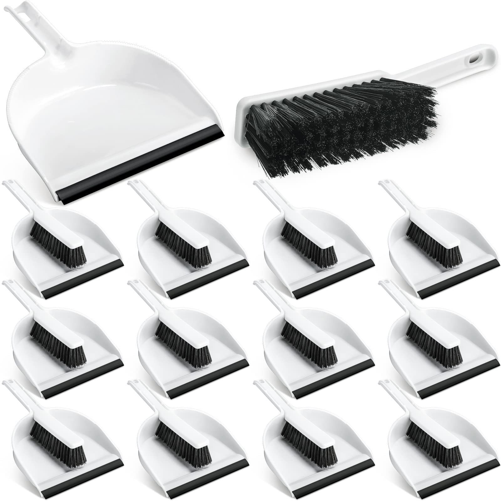 Zubebe 12 Pcs Mini Dustpan and Brush Set, Small Broom and Dustpan Set Small Cleaning Brush Portable Hand Broom and Dustpan Set for Home Office Kitchen Table Desktop Floor Cleaning Supplies