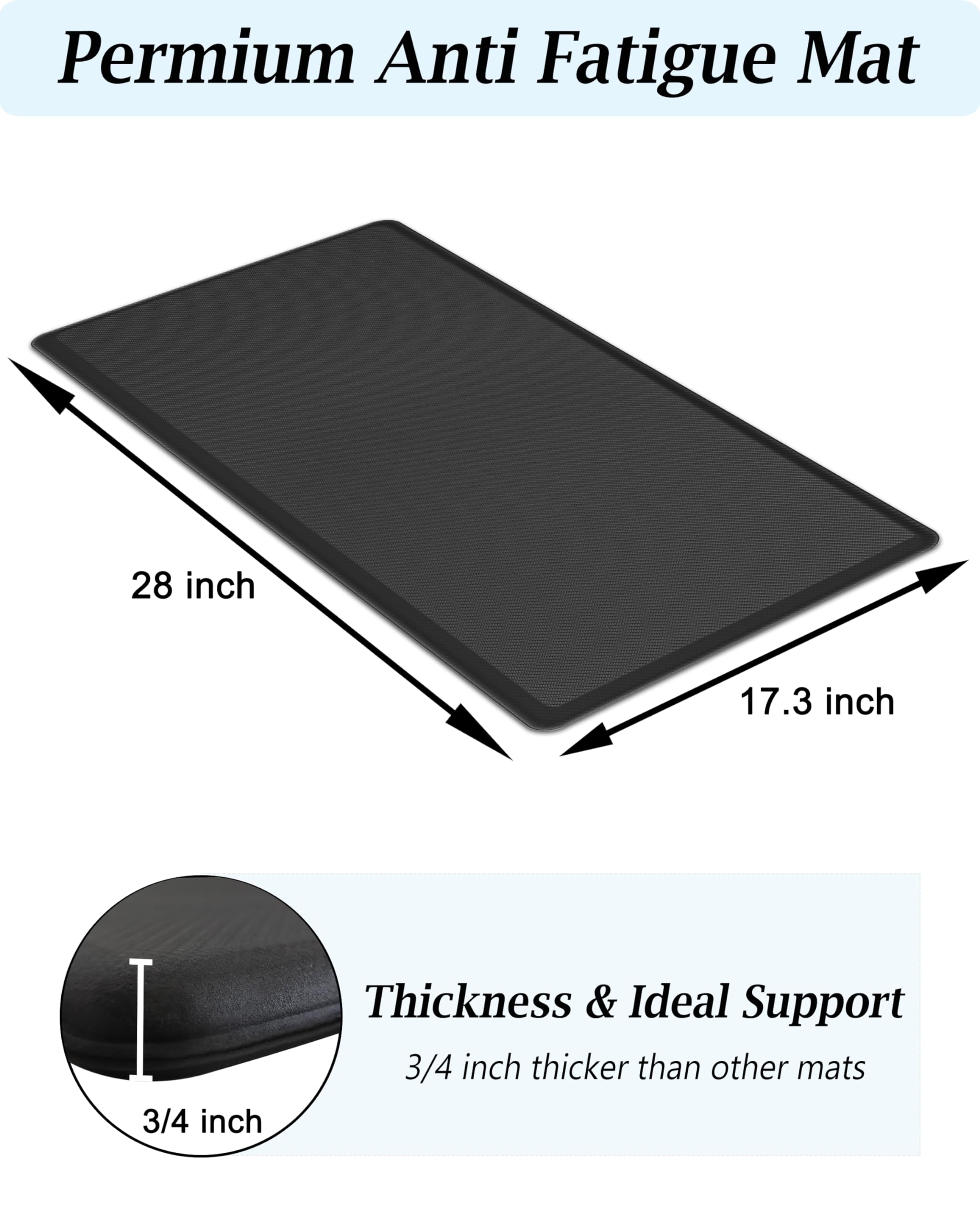 Artnice Anti Fatigue Mat Standing Desk Office One Piece,0.75" Memory Foam Kitchen Mats for Standing,Standing Mat for Standing Desk for Floor, Office, Sink(17.3" x 28")