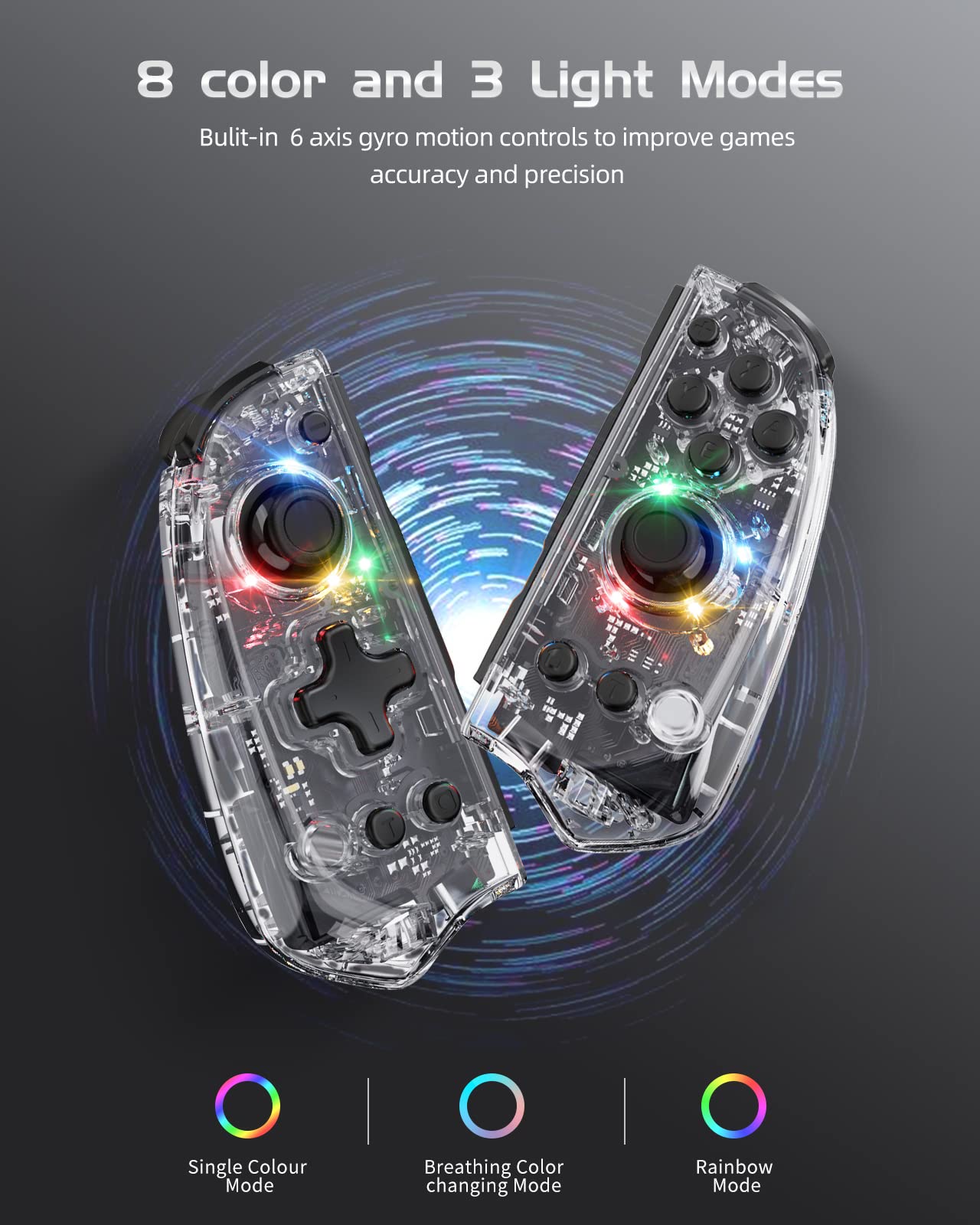 DOYOKY Wireless Game Controller, Bluetooth Controller for PC/Android/Steam/Switch, PC Controller with LED Backlight, Gamepad with Turbo/6-Axis Gyro/Dual Motors (with Phone Bracket)