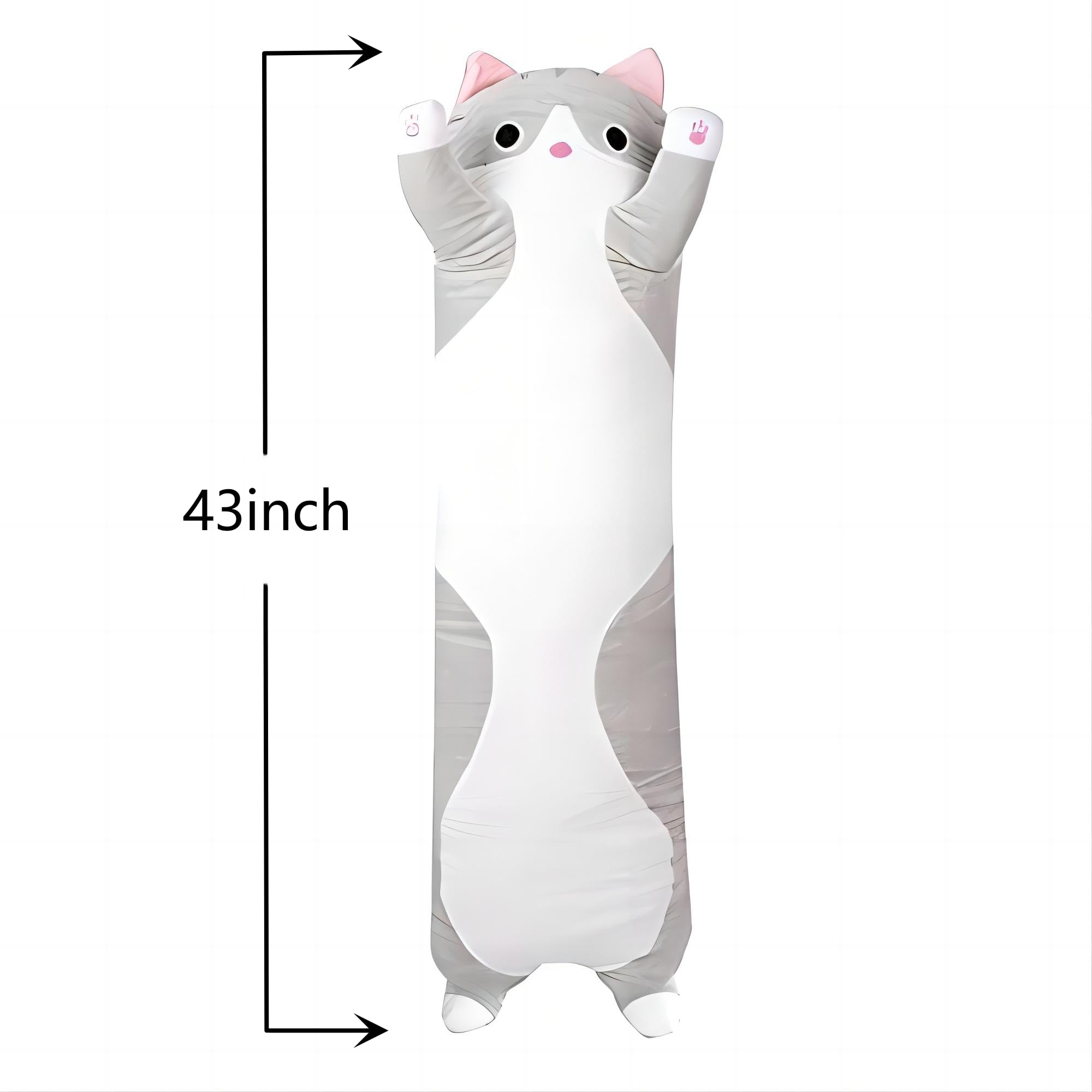 Cat Plush Toy Long Cotton Cute Cat Doll Plush Toy Soft Cotton Stuffed Sleeping Pillow Great Gift for Your Girlfriend or Kids for Over 1 Years Old Kids
