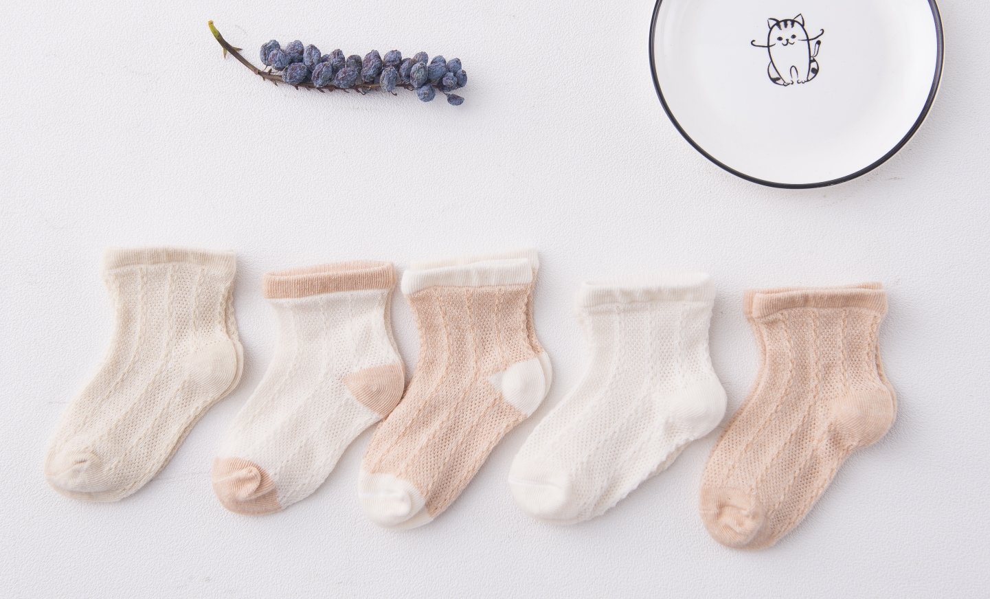 GZMM Newborn Baby Organic Cotton Socks 5 Pairs Pack For 0-6months