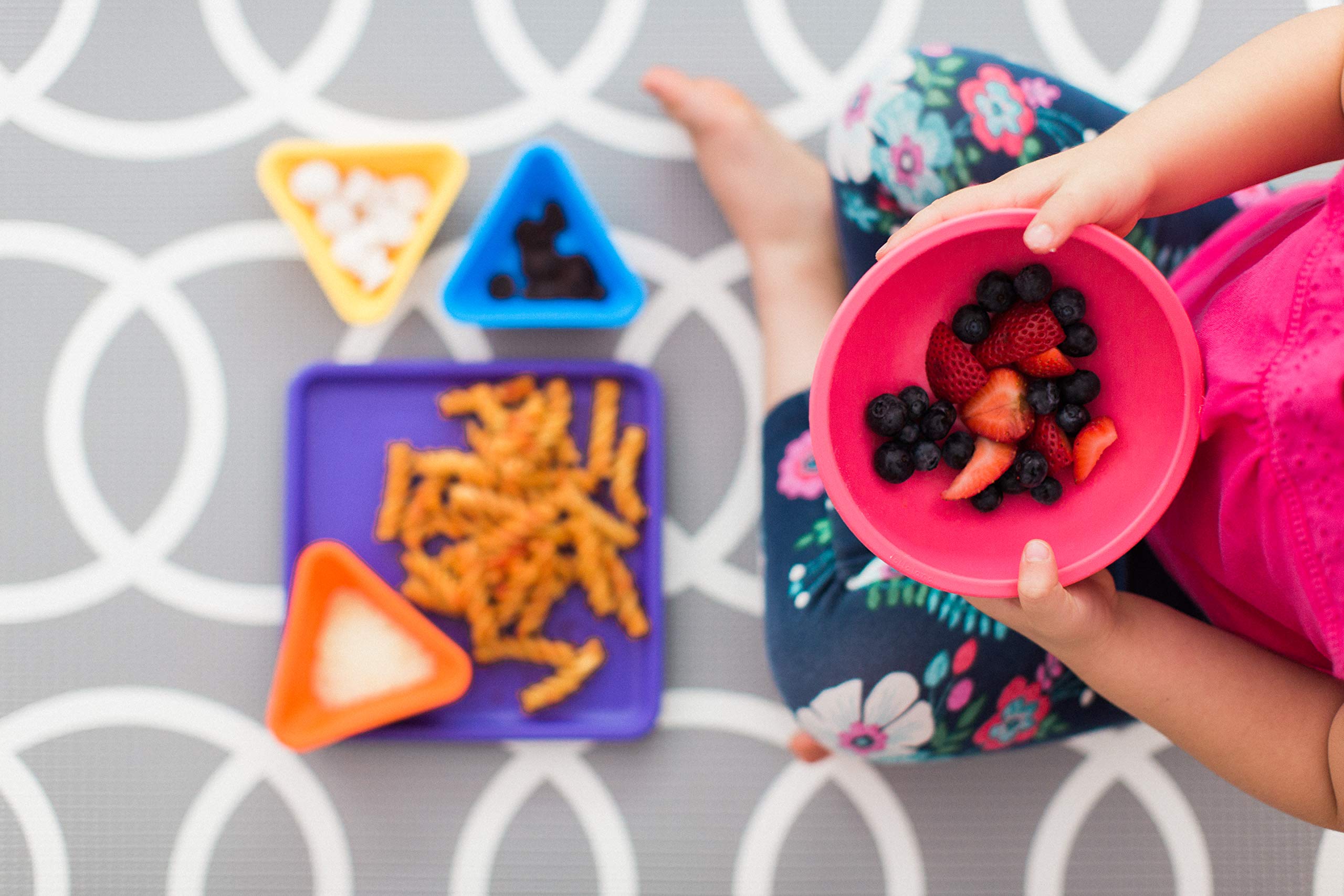 Lollaland - Unbreakable, Toddler Dipping Cup , Microwave Safe, Dishwasher Safe Small, Plastic, Pinch bowl, Sauce Dish, 7 Piece, Condiment Tray Set