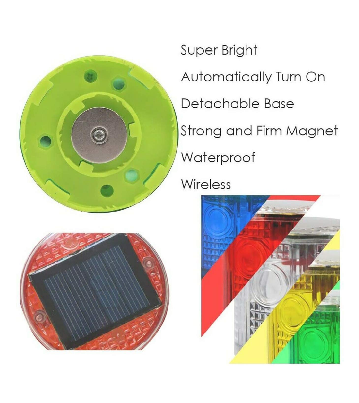 Solar Strobe Warning Light, with Strong Magnetic Base High Bright LED Flashing 360° Wireless Control Automatically Turn On Waterproof IP65 for Construction, Traffic, Factory, Safety Sign (Red)
