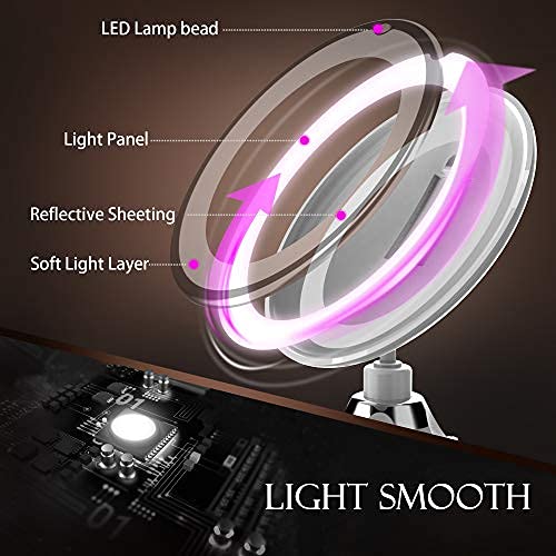 Vimdiff 10X Magnifying Makeup Mirror with Lights, Portable Hand Cosmetic Magnification Lighted Makeup Mirror for Home Tabletop Bathroom Shower and Travel