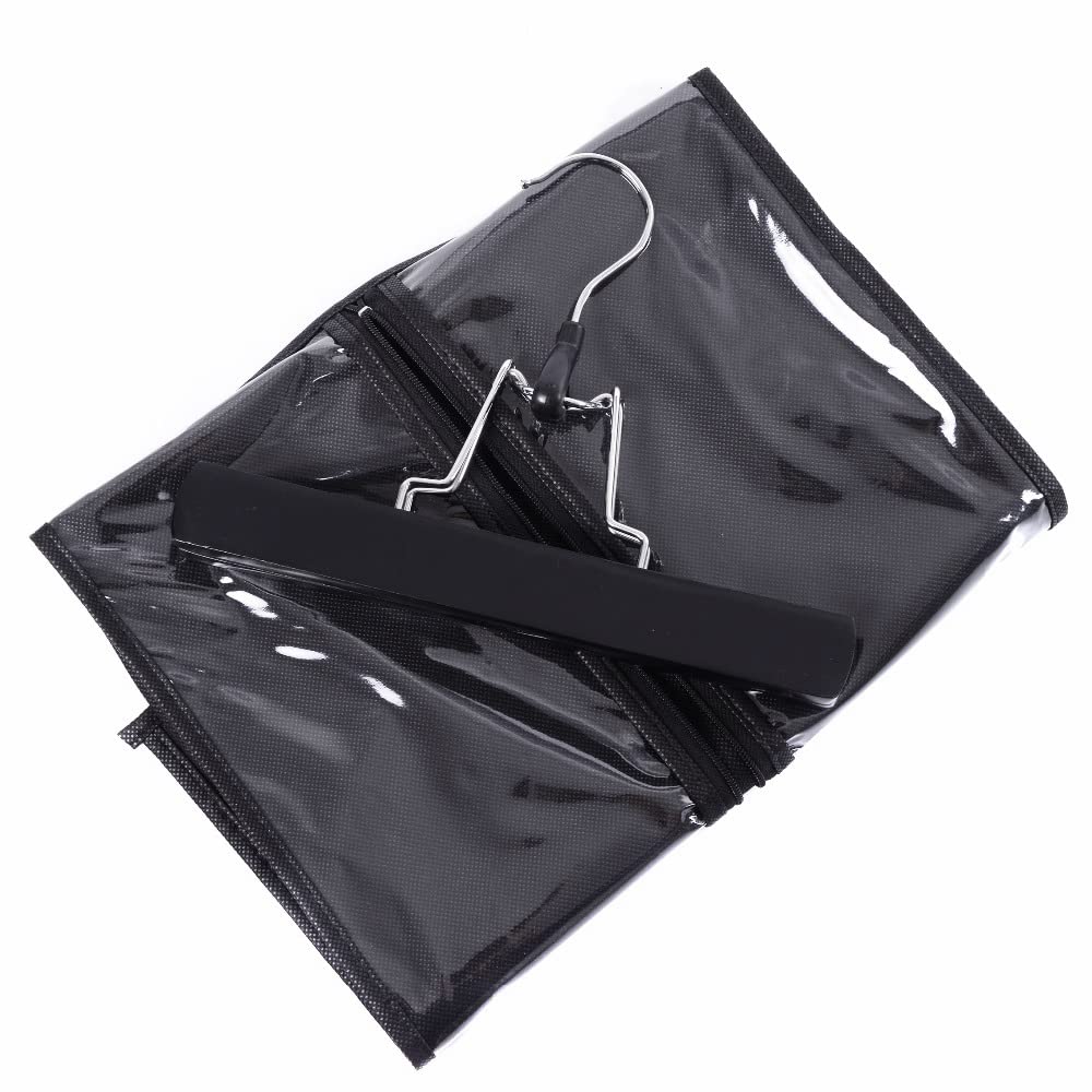 YANTAISIYU Hair Extensions Storage Bag with Hair Extensions Hanger Portable Wig Storage Bag Dust-proof Hair Extensions Bag (Black)