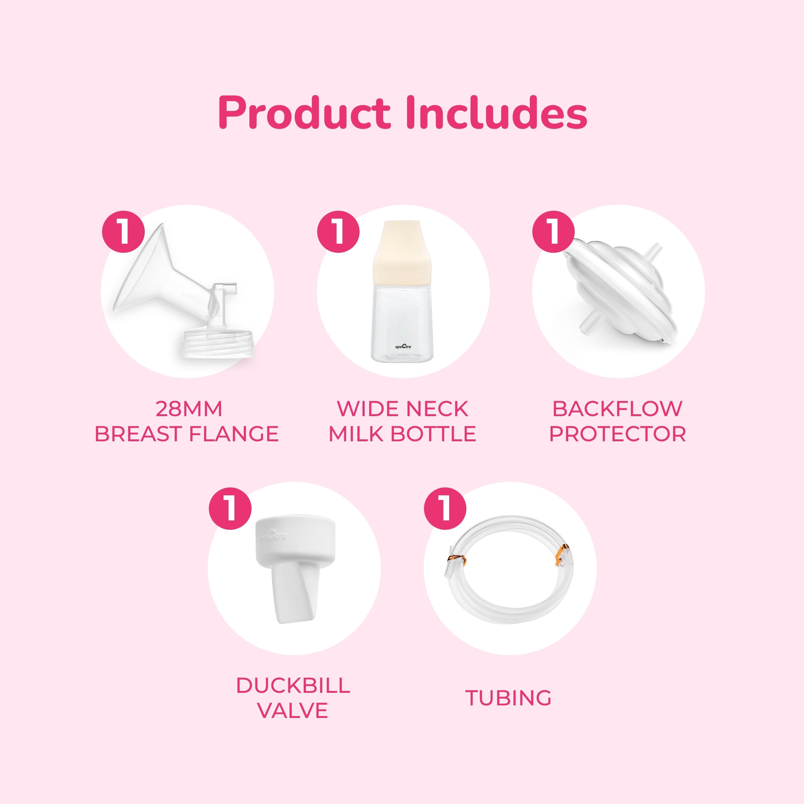 Spectra - Premium Breast Milk Pump Accessory Kit with Baby Bottles - Large 28mm - Breast Pump Accessories
