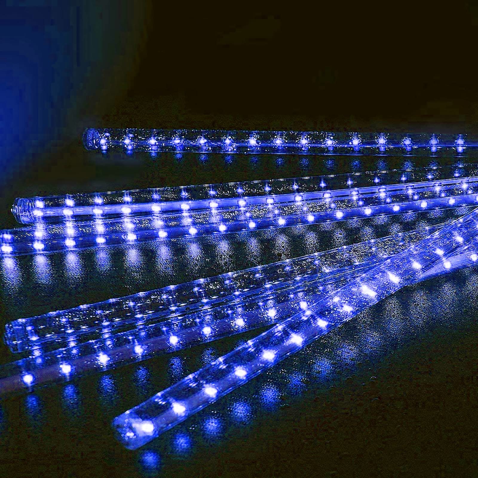 LED Rain Light 80cm 8 Tubes 576 LED Snow Fall Lighting Outdoor Christmas Lights Cascading Icicle String Light for Indoor Outdoor Wedding Garden Tree Home Decor, Blue