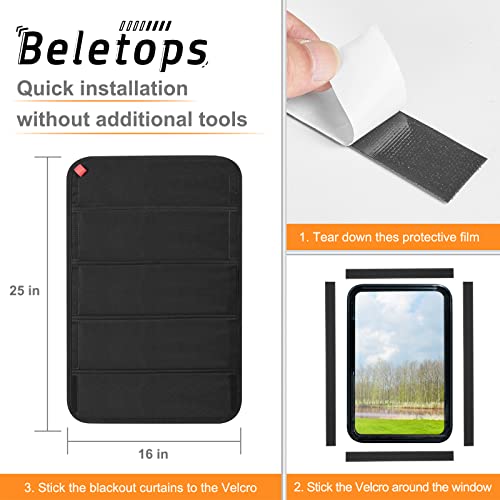 Beletops Foldable Velcro RV Door Window Shade,Camper Door Shade, Thin Shade Ready RV Window Shade,Blocking The Sun's Rays Makes The Interior of The RV Dark for RV Accessories Shade【25''x16''】 Black