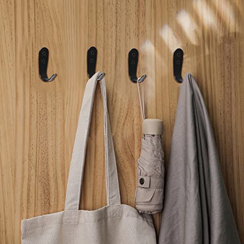 Diesisa Black Coat Hooks Wall Hook, Hooks for Hanging Coats Heavy Duty Wall Mount Hooks with Screws & Anchors, for Backpack/Wall/Outdoor Towel/Clothes/Bag - 8 Pack - Black