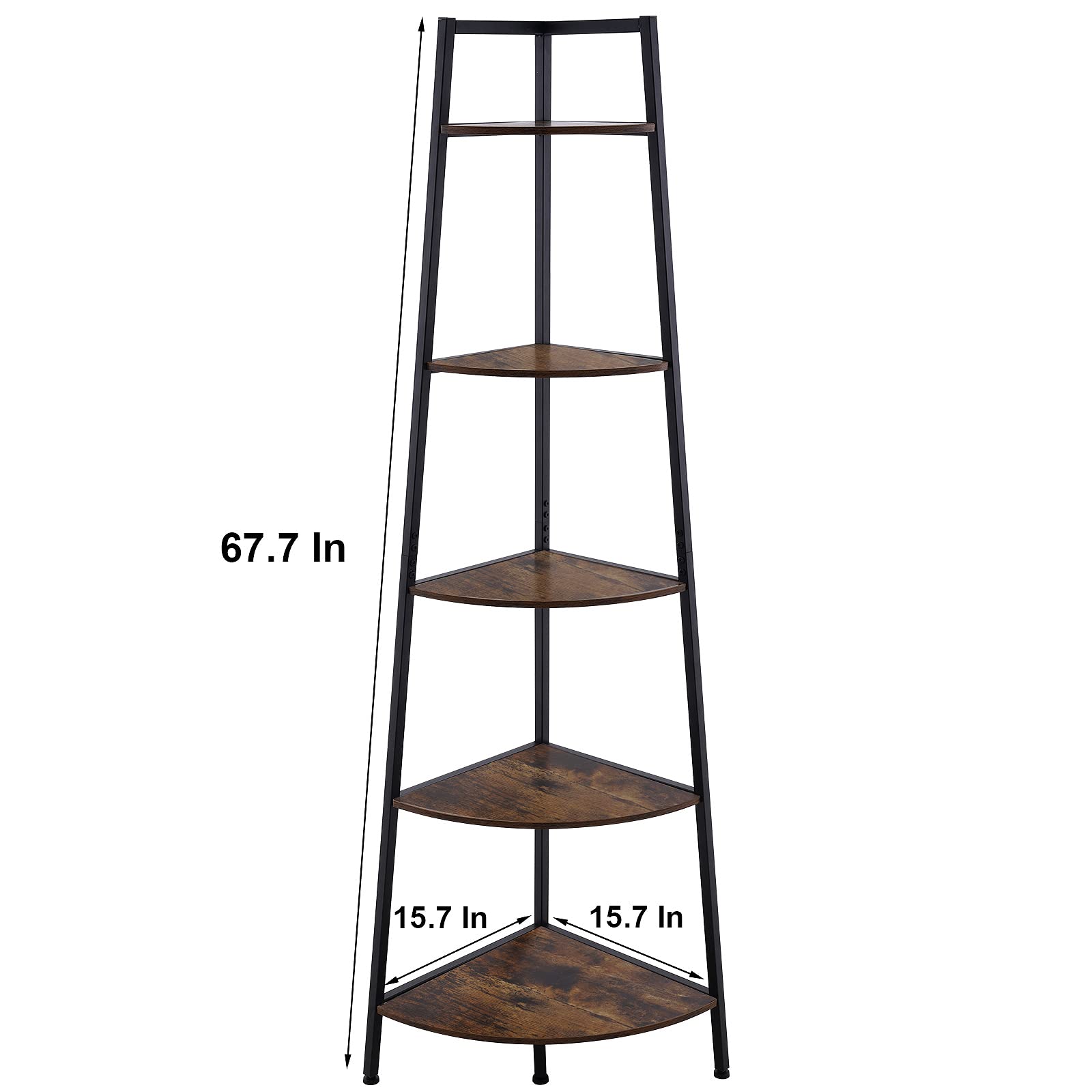 NAIYUFA Industrial Corner Shelf Stand,5 Tier Corner Shelf,Modern Corner Bookshelf Small Bookcase, Rustic Tall Corner Ladder Bookcase Plant Stand for Living Room,Kitchen,Home Office