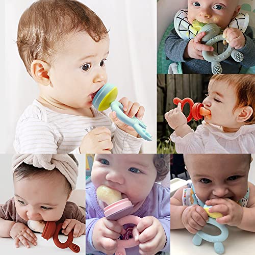 Haakaa Baby Fruit Food Feeder & Silicone Nibble Tray Combo - Breastmilk Popsicle Mold for Teething, Silicone Pacifier Feeder and Teether for Baby Teething & Infant Self Feeding