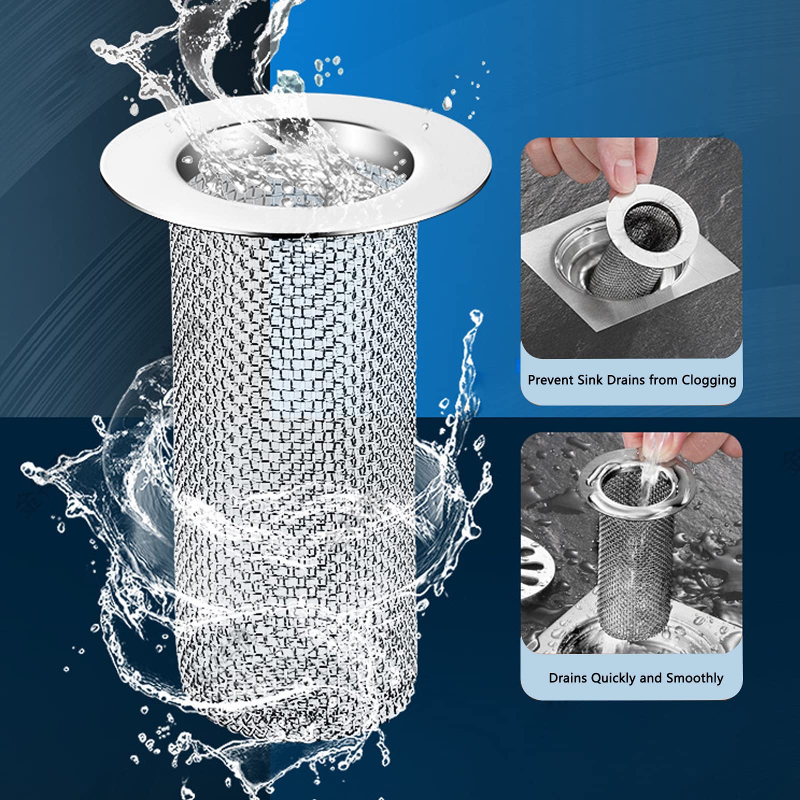 MSUIINT 4PC Kitchen Sink Strainer Stainless Steel, Sink Drain Strainer Bathroom Sink Strainer Drain Strainer Hair Catcher for Kitchen, Sink Traps Laundry Sink Drain Basket Filter for Home