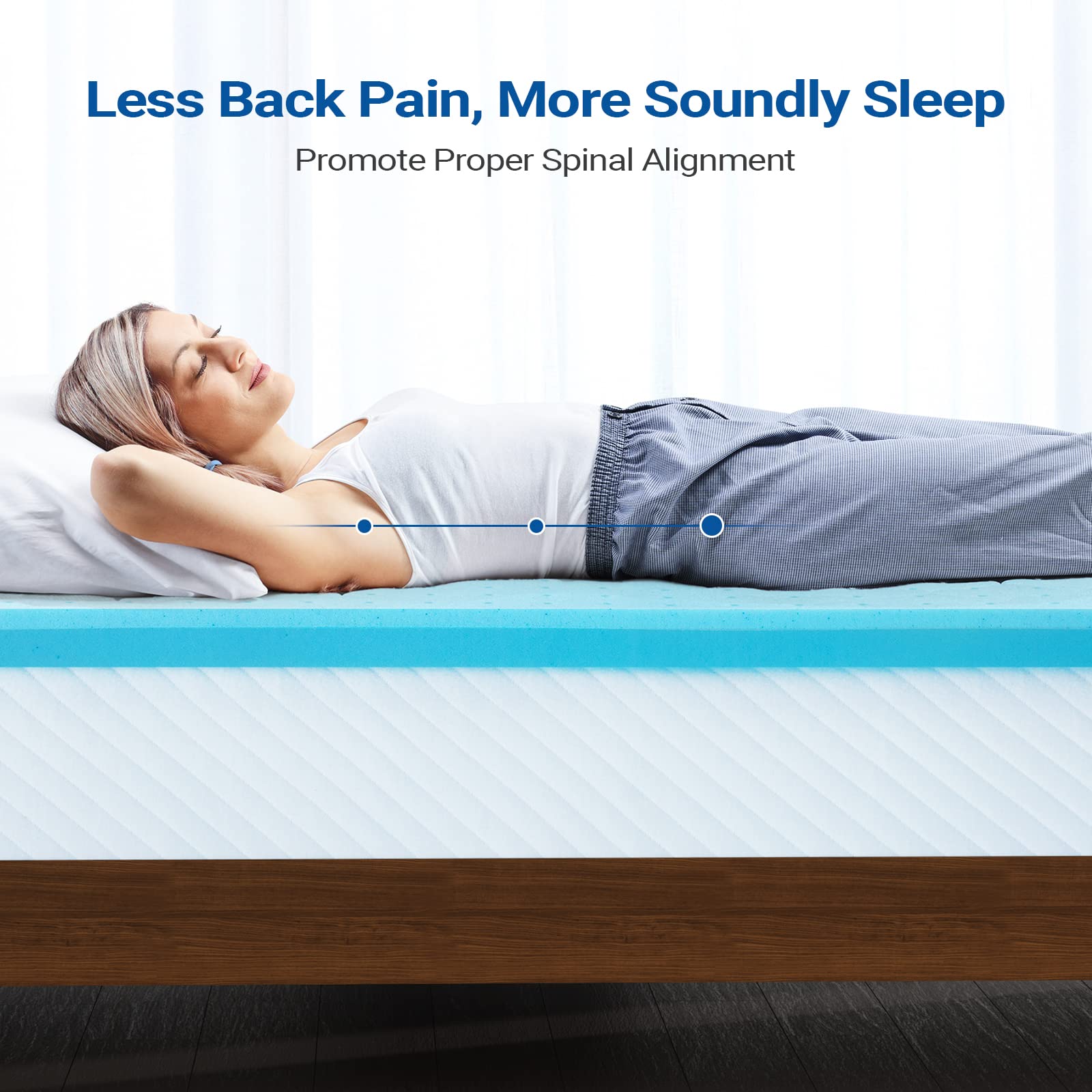 Maxzzz 3 Inch Mattress Topper Queen,Cool Gel Memory Foam Mattress Topper Extra Firm Bed Topper, Hard Mattress Topper for Back Pain Relief, CertiPUR-US Certified