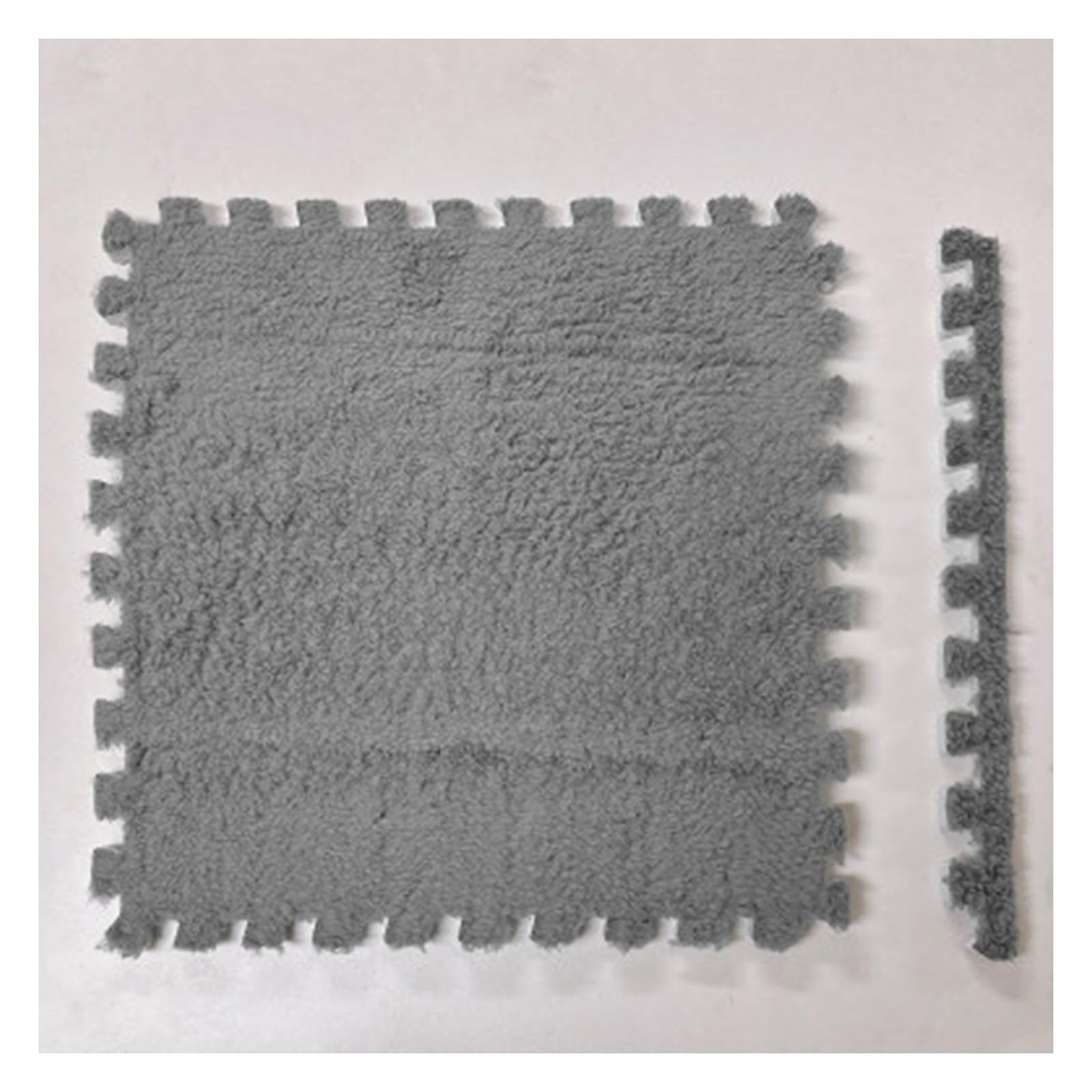 8pcs Interlocking Foam Mats, 12"x12" Fluffy Carpet Tiles, Plush Area Rug, Interlocking Floor Tiles, Soft Climbing Playmat Puzzle Floor Mat(Color:Grey)
