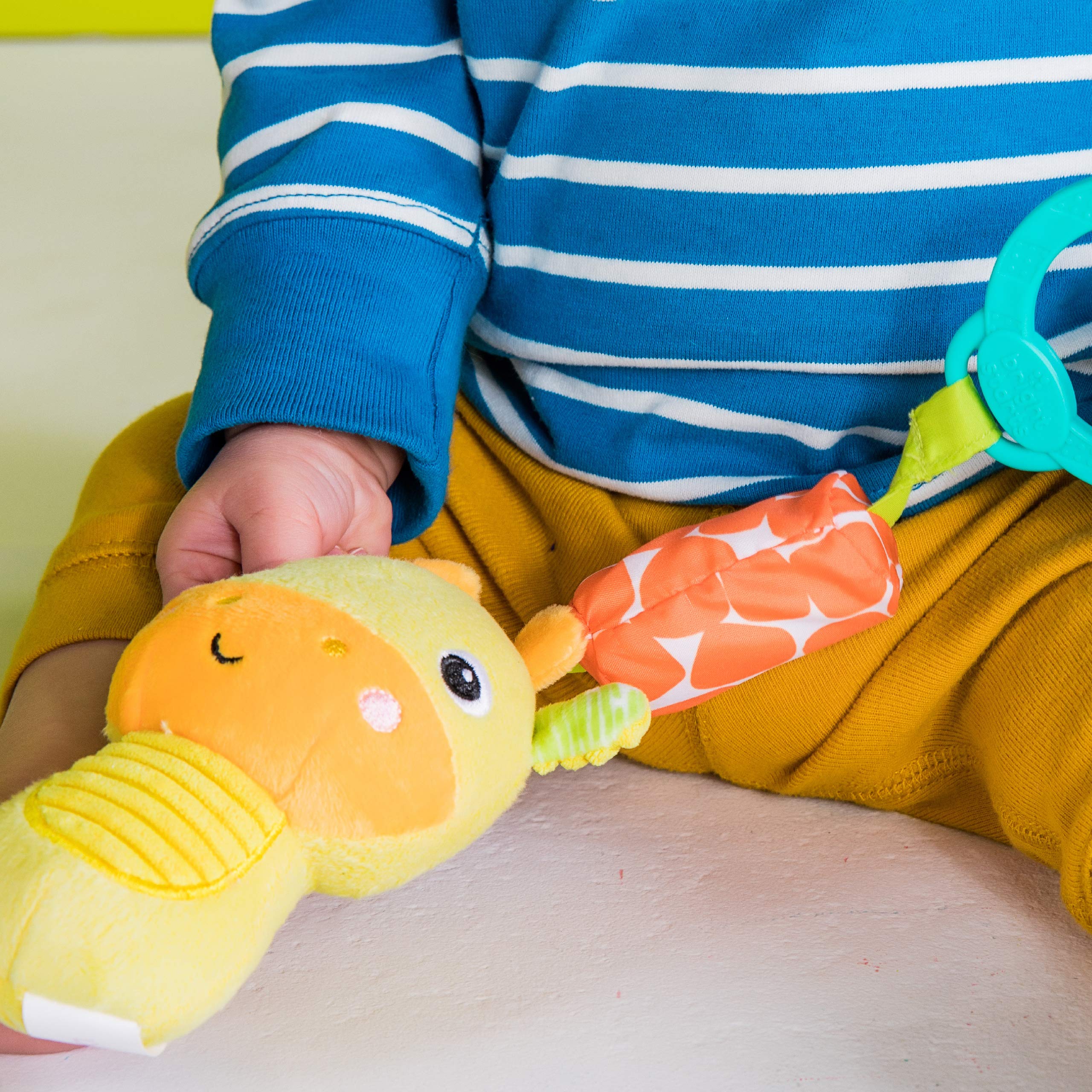 Bright Starts Giraffe Chime Along Friends Plush Take-Along Stroller or Carrier Toy, Ages 0 Month+