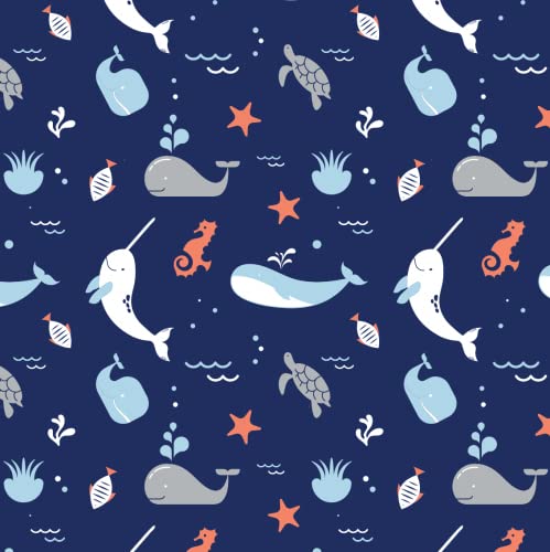 GROW WILD Changing Pad Cover 3 Pack | Soft & Stretchy Jersey Cotton | Baby Changing Table Pad Cover | Diaper Changing Pad Covers for Girls or Boys | Wipeable Sheets | White Blue Turtle Whale Ocean