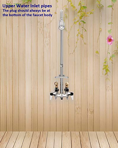 Artiwell Outdoor Shower Fixture System,with Rustproof Riser and Riser Extension, Double Handle Utility Shower Faucet with Showerhead and Soap Dish, Polished Chrome