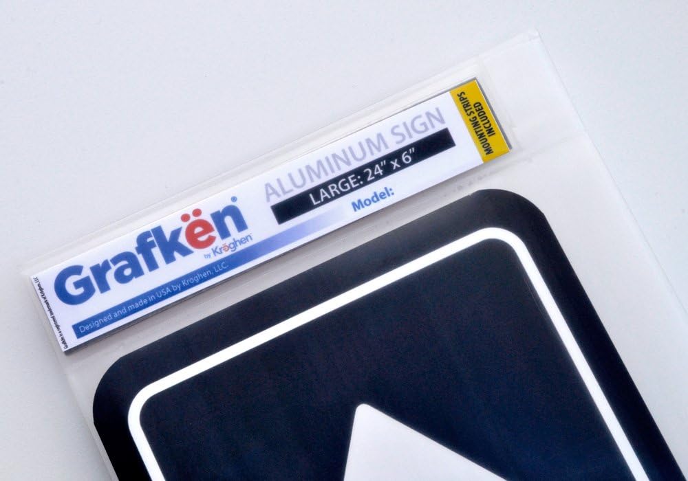 Grafkën: MG1080 Aluminum Sign LARGE 24 in x 6 in: RESTROOMS. ARROW DOWN (black/white) Style 1 (PREVIOUS MODEL)