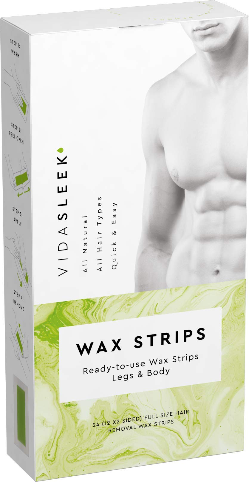 Hair Removal Wax Strips Legs + Body, 24 Count