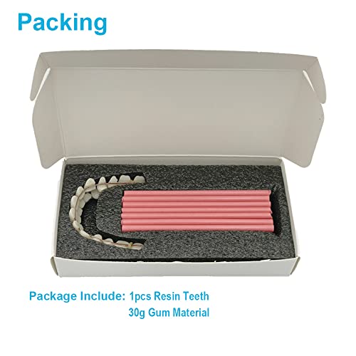 Denture Material Kit for Repair Missing Teeth or DIY Full Denture Fake Teeth (Gum Material and Resin Teeth)