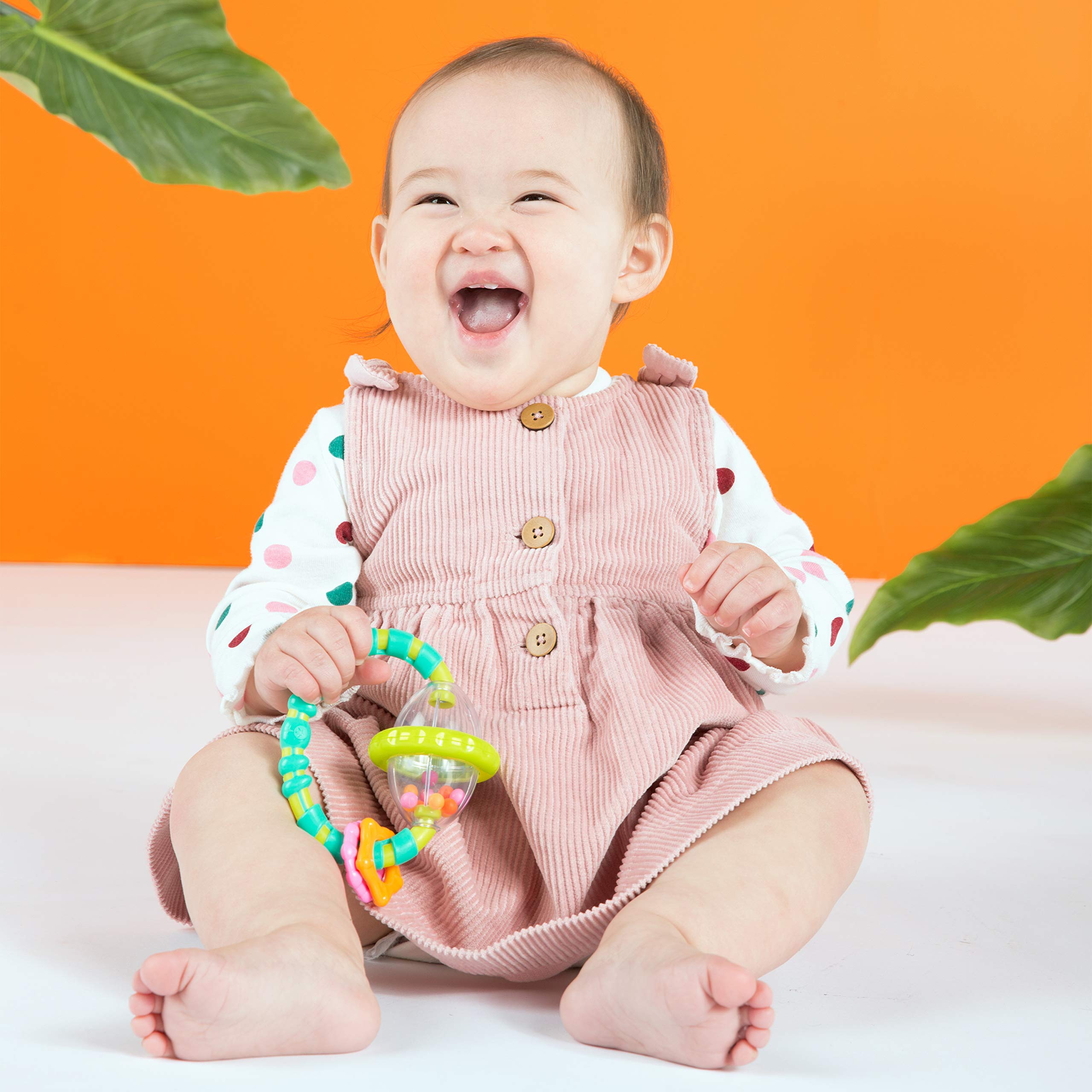 Bright Starts Oball Grasp & Teethe Easy Grasp BPA-Free Infant Teether Toy, Multi-Color, Age 3 Months and up