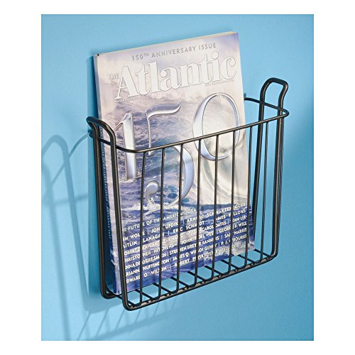 iDesign Classico Steel Wire Wall Mount Newspaper and Magazine Holder Rack for Bathroom Organization, Bronze